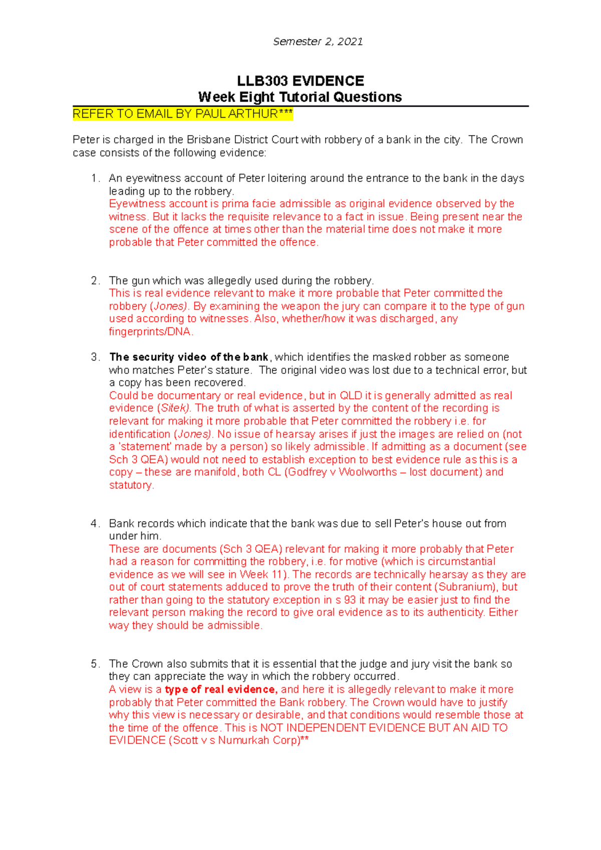 WEEK 8 TUT - Week 8 tutorial answers - Semester 2, 2021 LLB303 EVIDENCE ... WEEK 8 TUT - Week 8 tutorial answers - Semester 2, 2021 LLB303 EVIDENCE ...