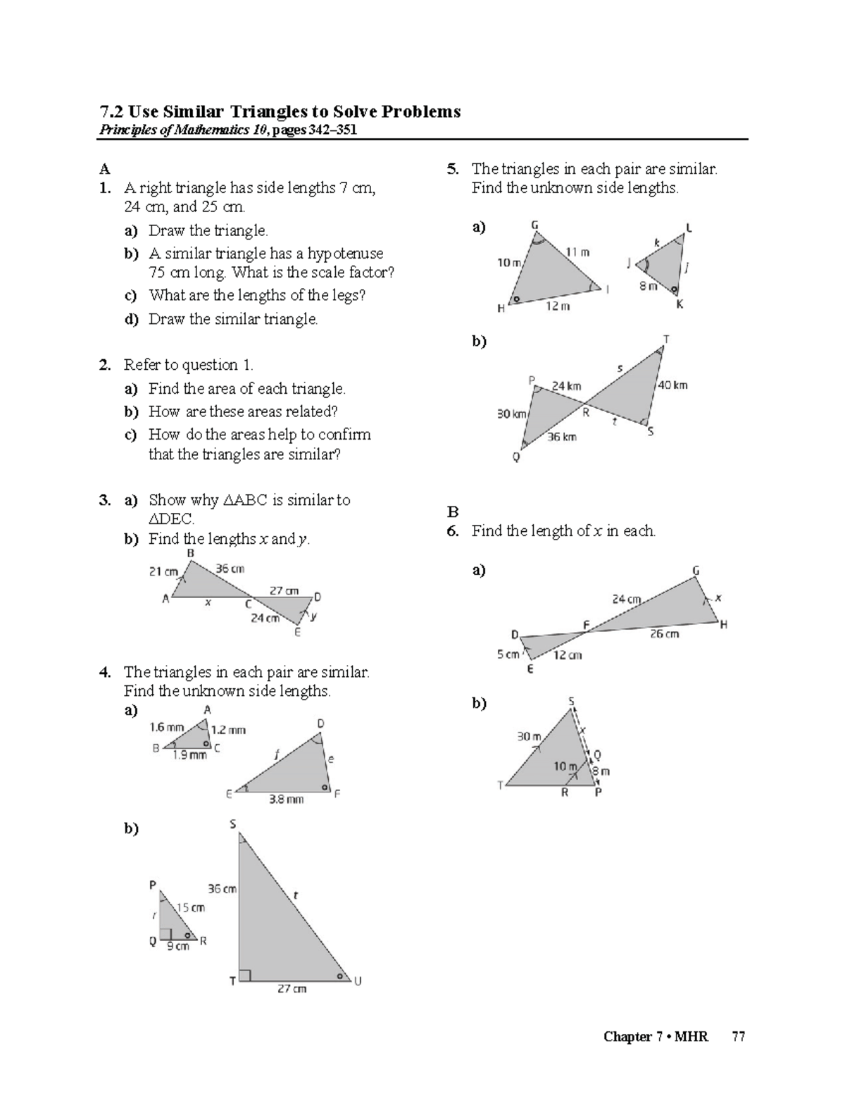 7.2 Extra Practice - 7 Use Similar Triangles to Solve Problems ...