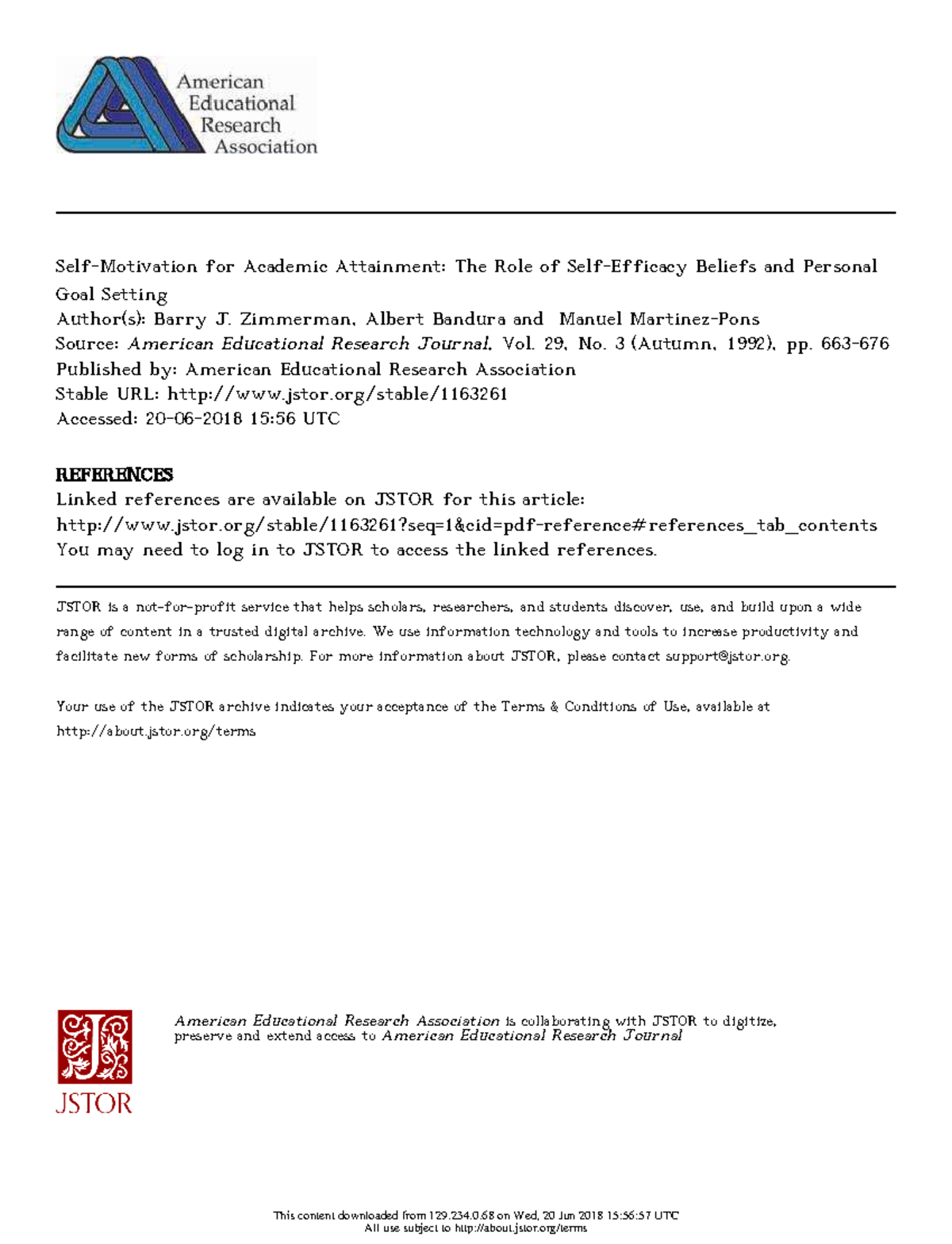 Self Motivation for Academic Attainment - Zimmerman, Albert Bandura and ...