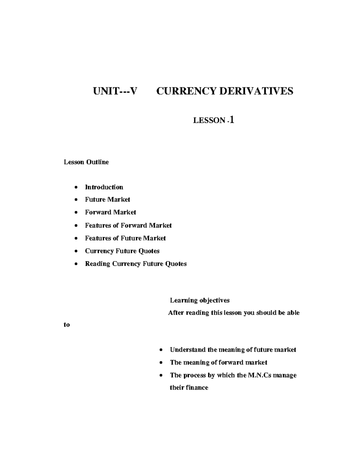 Forex(U5) - Foreign Exchange Lecture Handouts - UNIT-V CURRENCY ...