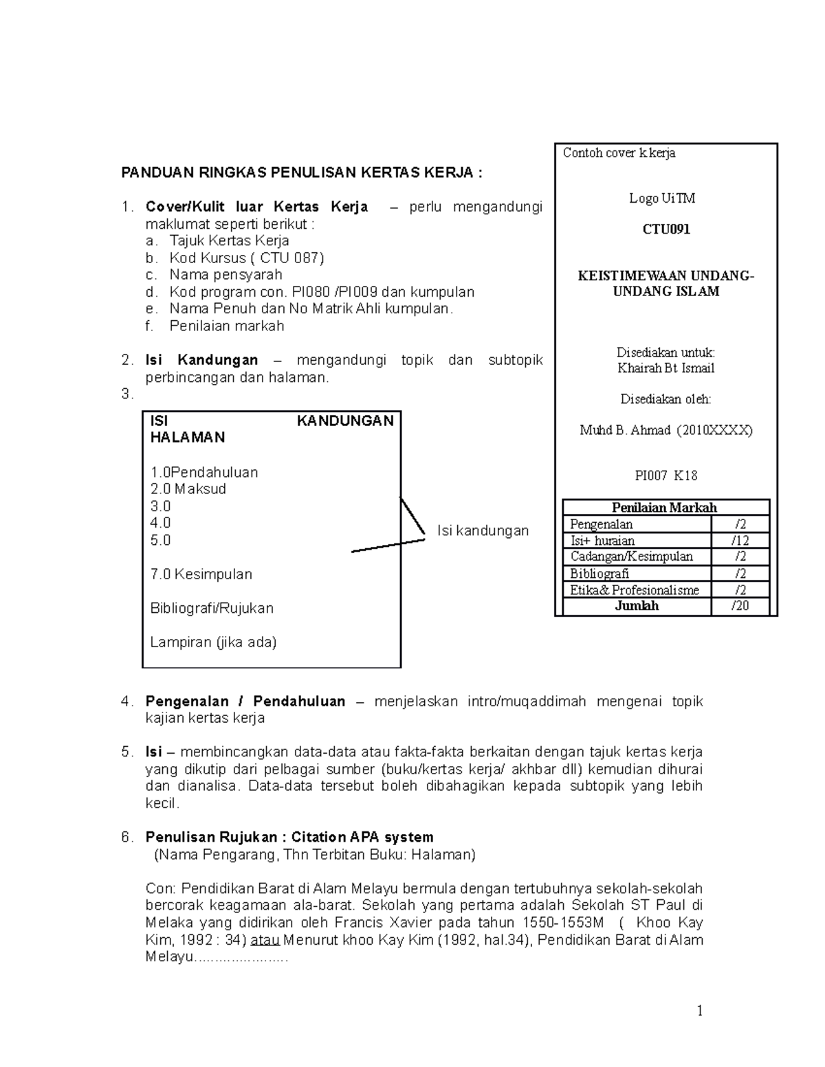 Panduan Penulisan KK - Ctu091 - PANDUAN RINGKAS PENULISAN KERTAS KERJA ...