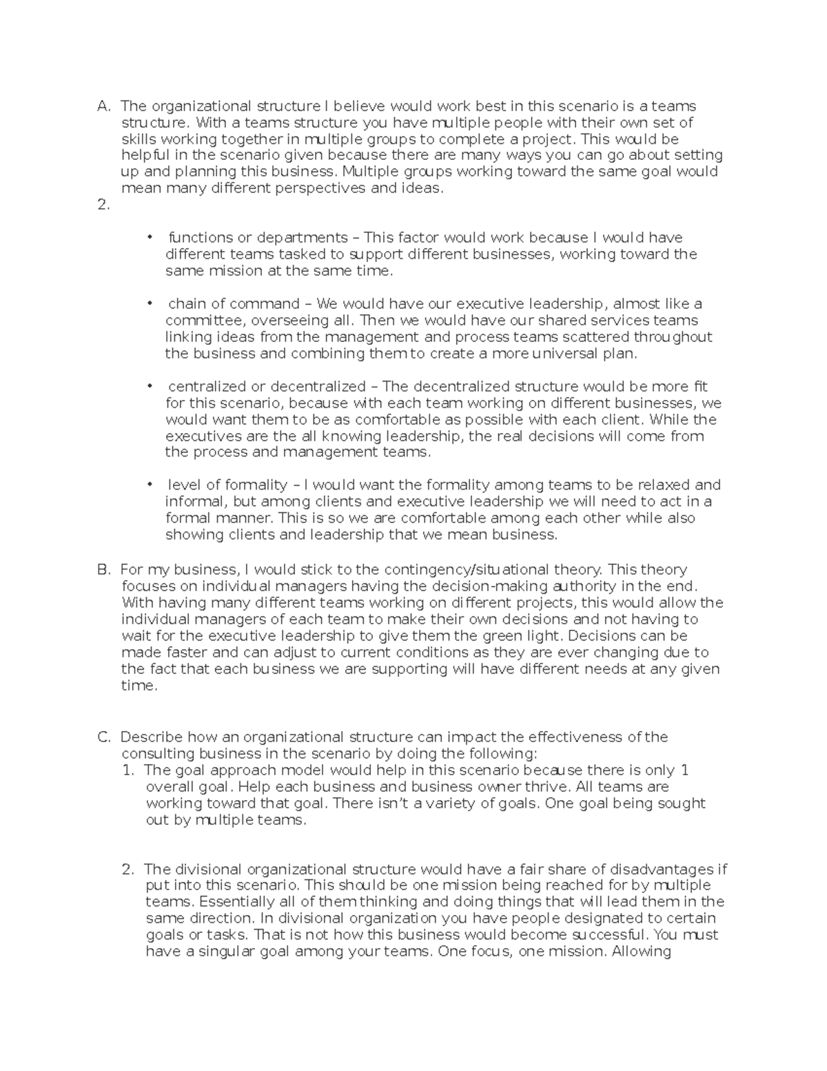 D078 Task 1. V.2 MA - Submission - A. The organizational structure I ...