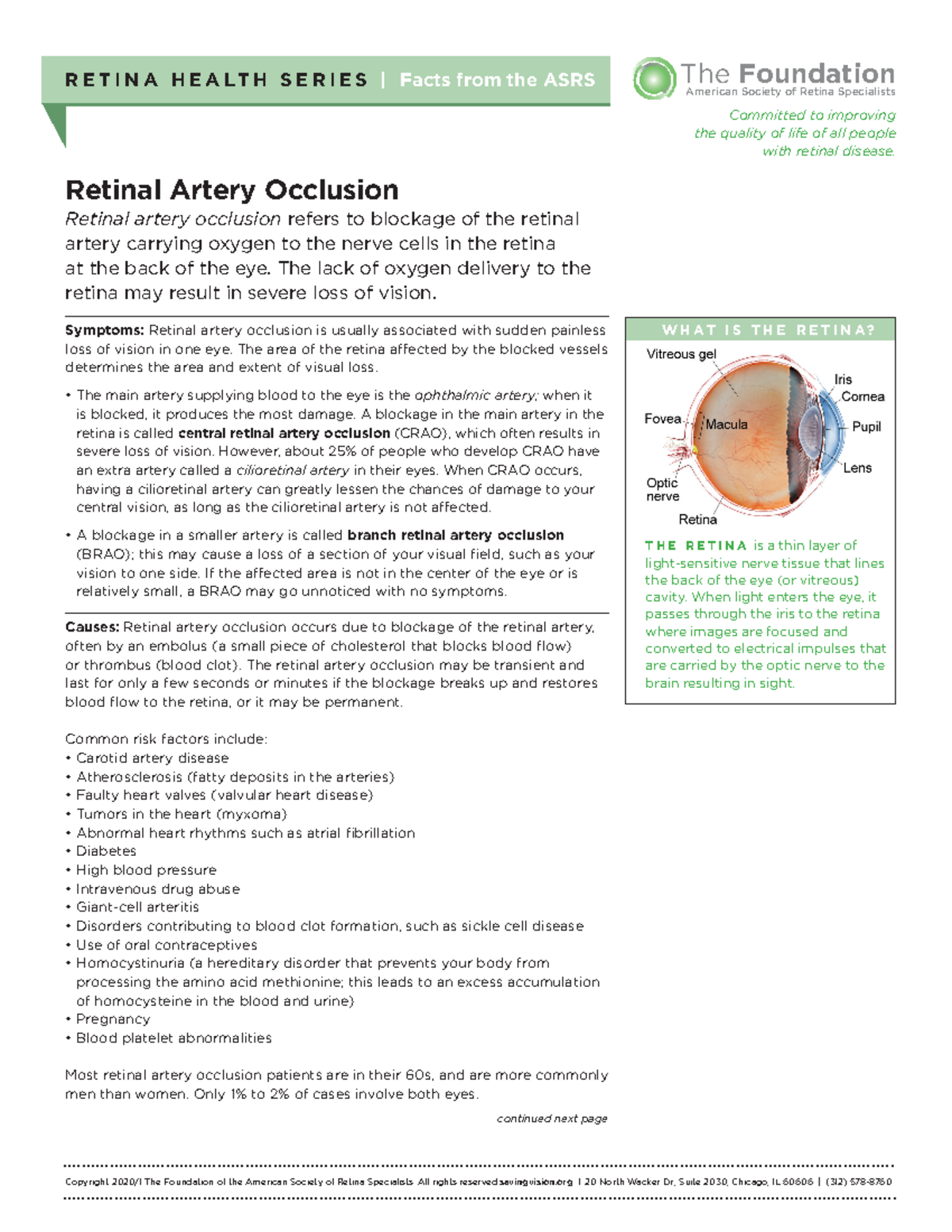 Retinal Artery Occlusion - Retinal Artery Occlusion Retinal artery ...