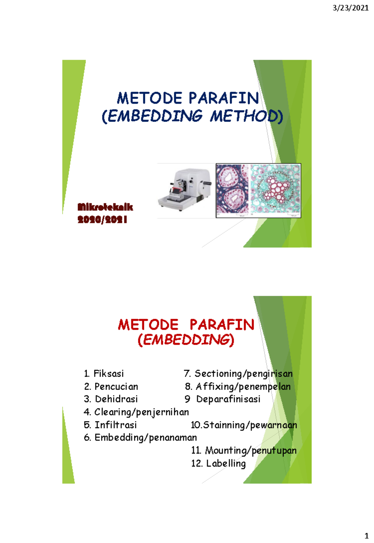 04. Fiksasi, Dehidrasi Genap 2020 2021 - METODE PARAFIN (EMBEDDING ...