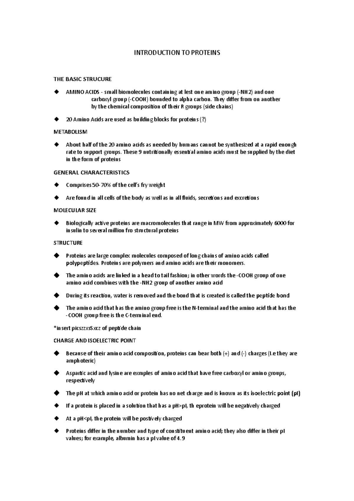 Introduction TO Proteins - INTRODUCTION TO PROTEINS THE BASIC STRUCURE ...