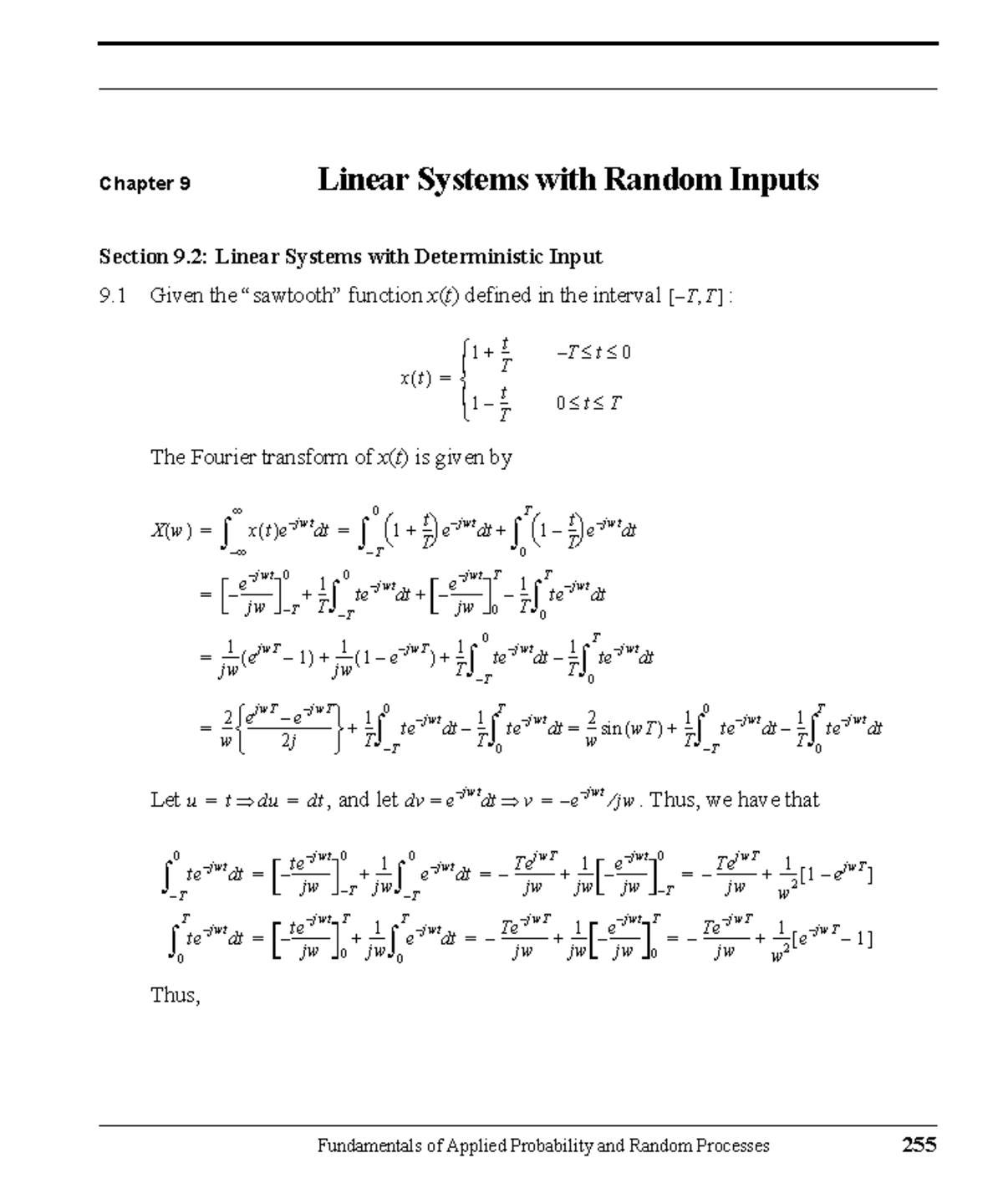 Chapt 9 - solution - Chapter 9 Linear Systems with Random Inputs Section 9: Linear Systems with ...