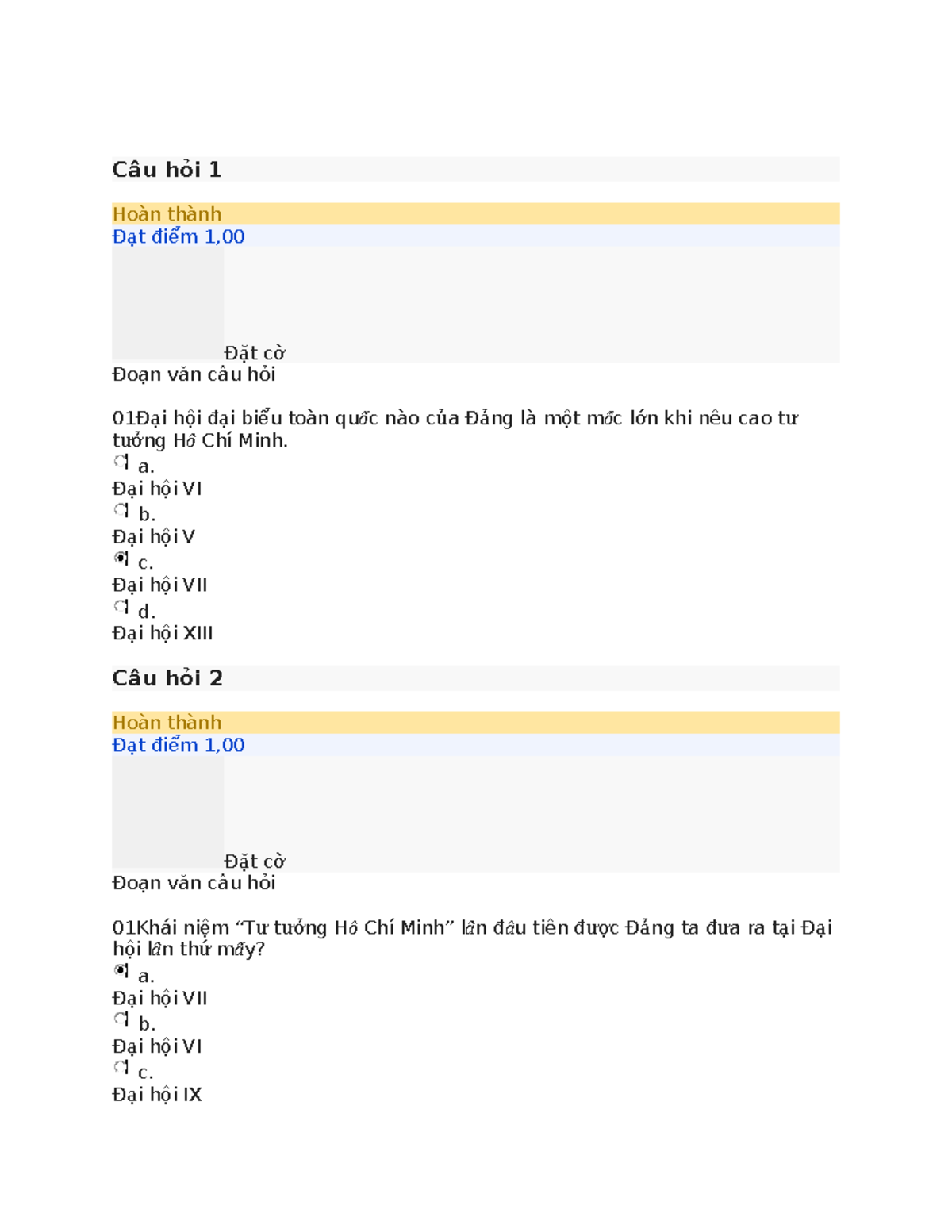 LMS 1 - Tư Tưởng HCM - tu tuong hcm cu nhat - Câu hỏi 1 Hoàn thành Đạt điểm 1, Đặt cờ Đoạn văn ...