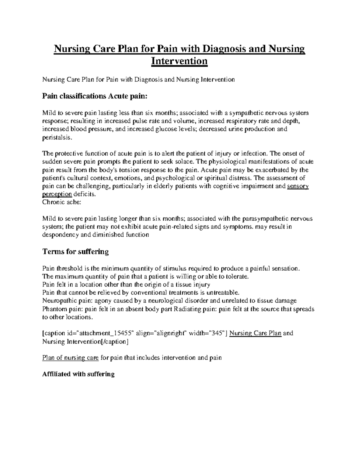 Nursing Care Plan for Pain with Diagnosis - The protective function of ...
