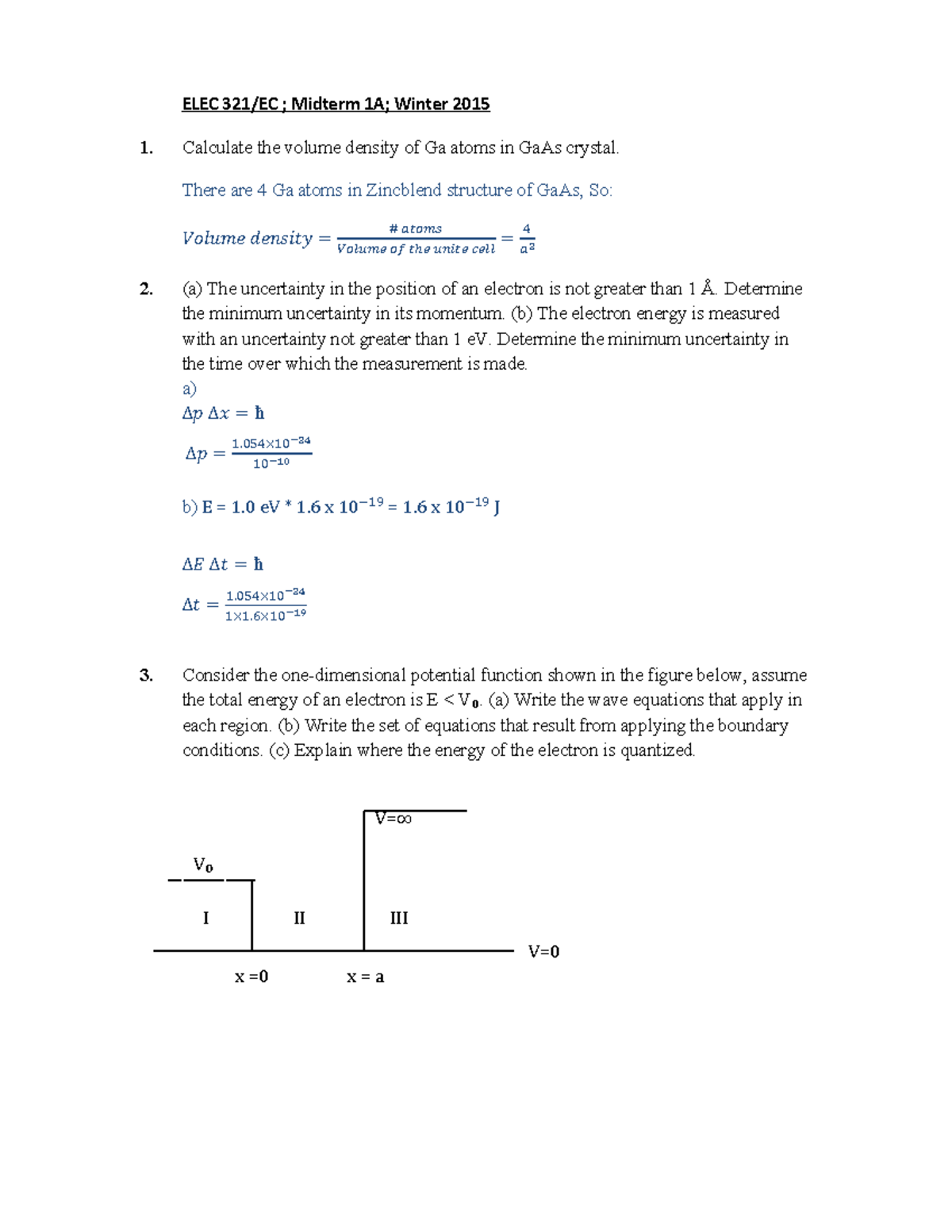 Midterm 1 Solutions - ELEC 321/EC ; Midterm 1A; Winter 2015 1 ...