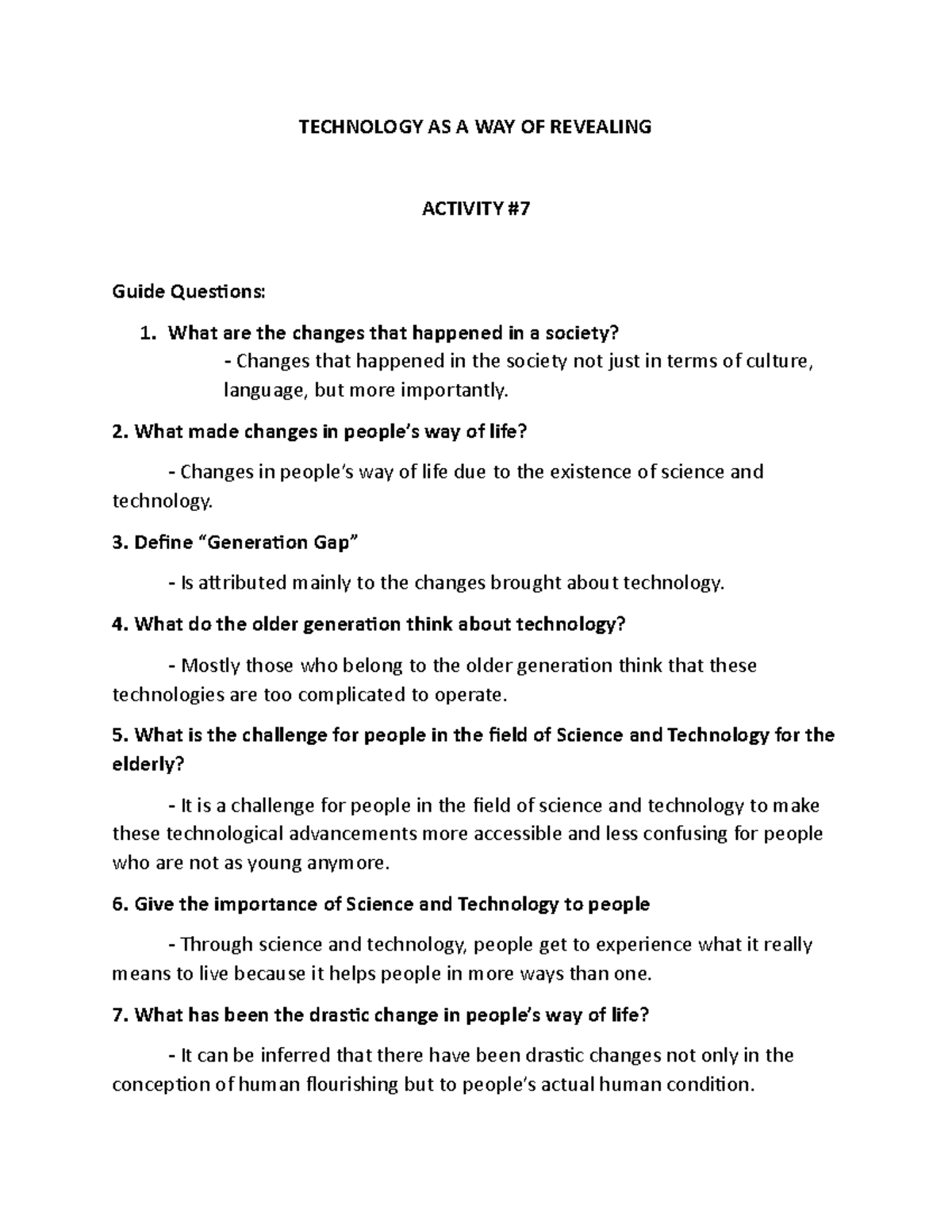 Technology AS A WAY OF Revealing - TECHNOLOGY AS A WAY OF REVEALING ...