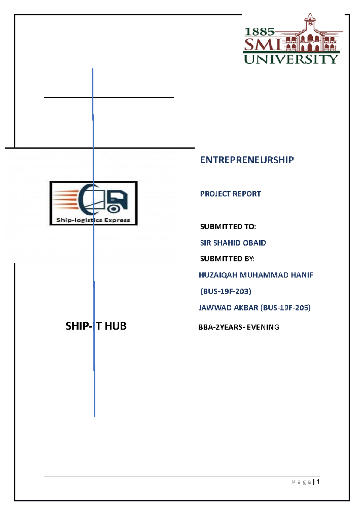 Entrepreneur final report - ENTREPRENEURSHIP PROJECT REPORT SUBMITTED ...