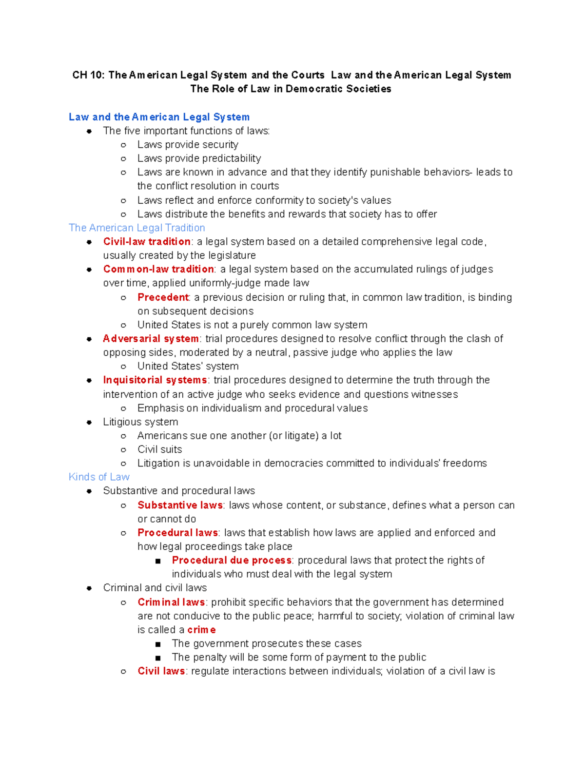 Chapter 10 Judicial Branch - CH 10: The American Legal System and the ...