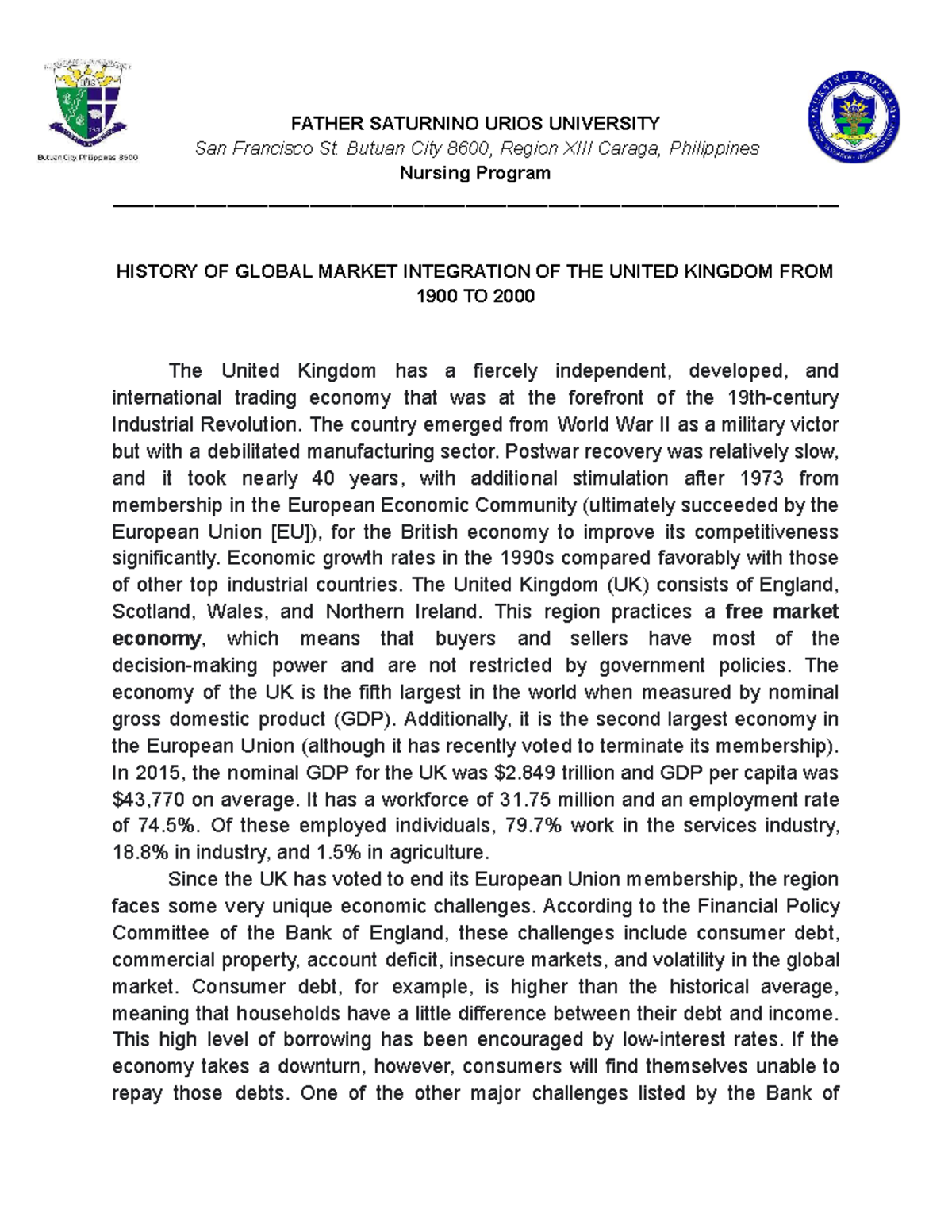 Group-3 United- Kingdom - FATHER SATURNINO URIOS UNIVERSITY San ...