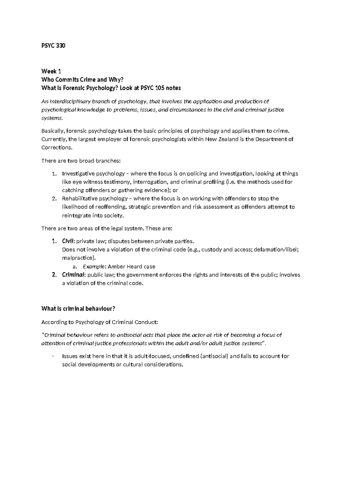 PSYC 330 - Whole course lectures with a few readings and tutorials ...