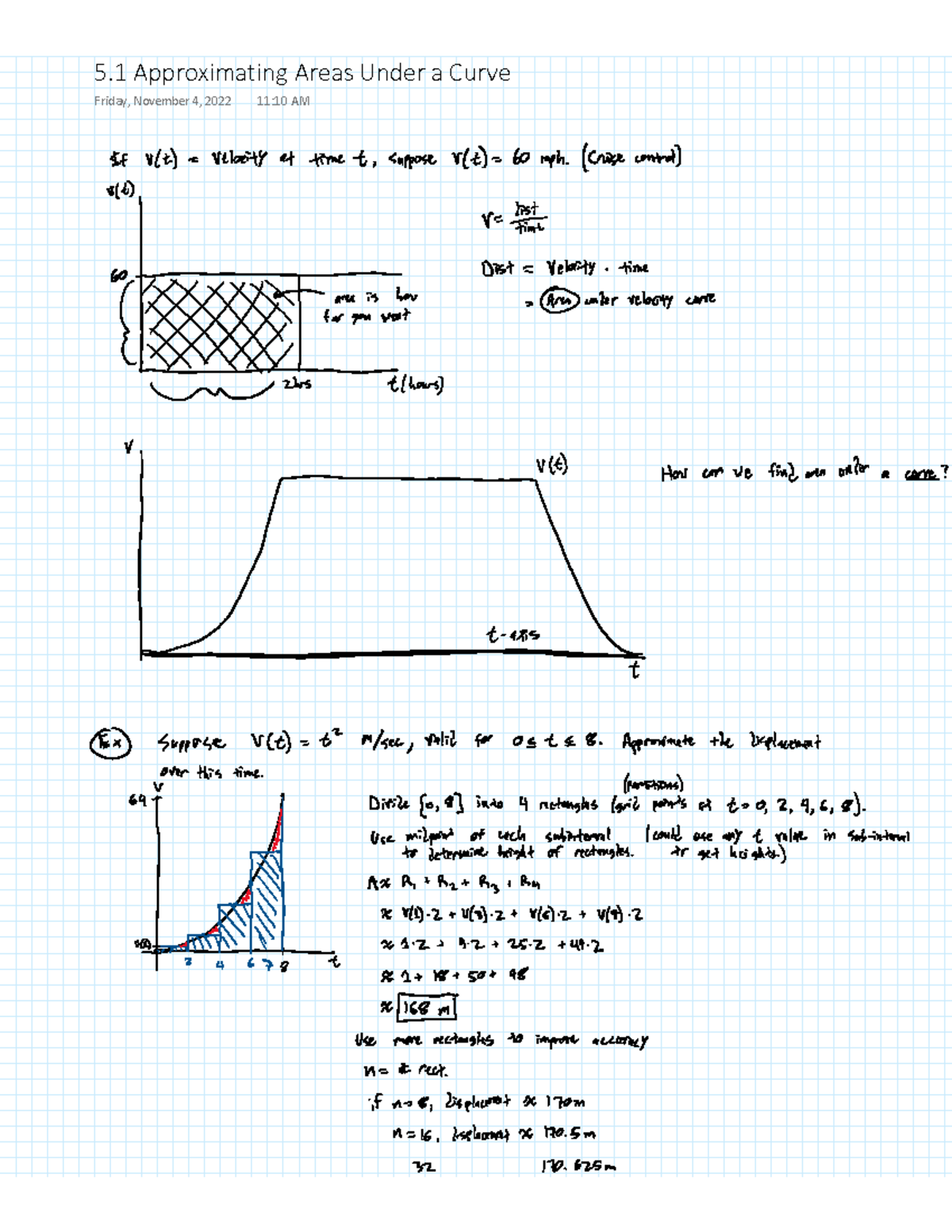 5.1 Approximating Areas Under a Curve - (crise control) v(t) list Fimt ...
