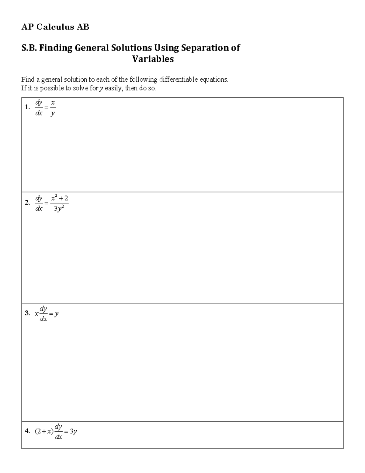 GeneralSolutions - AP Calculus AB S. Finding General Solutions Using ...