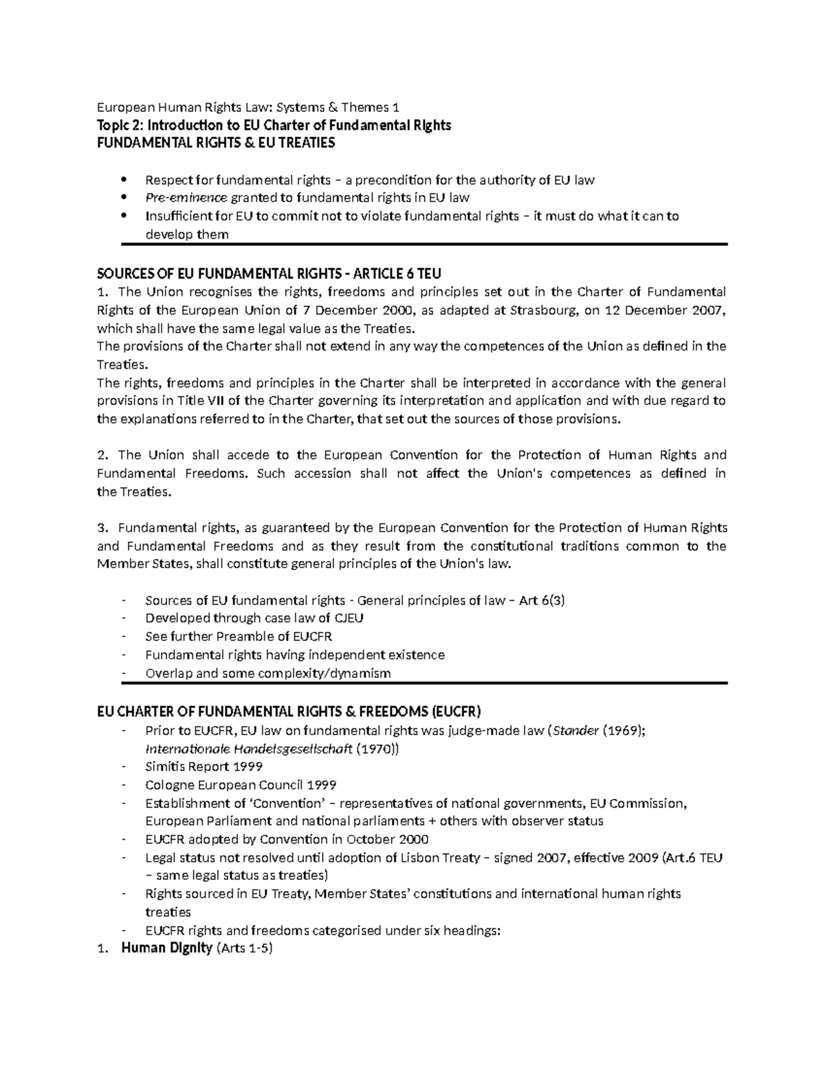 Introduction to EU Charter of Fundamental Rights - European Human ...