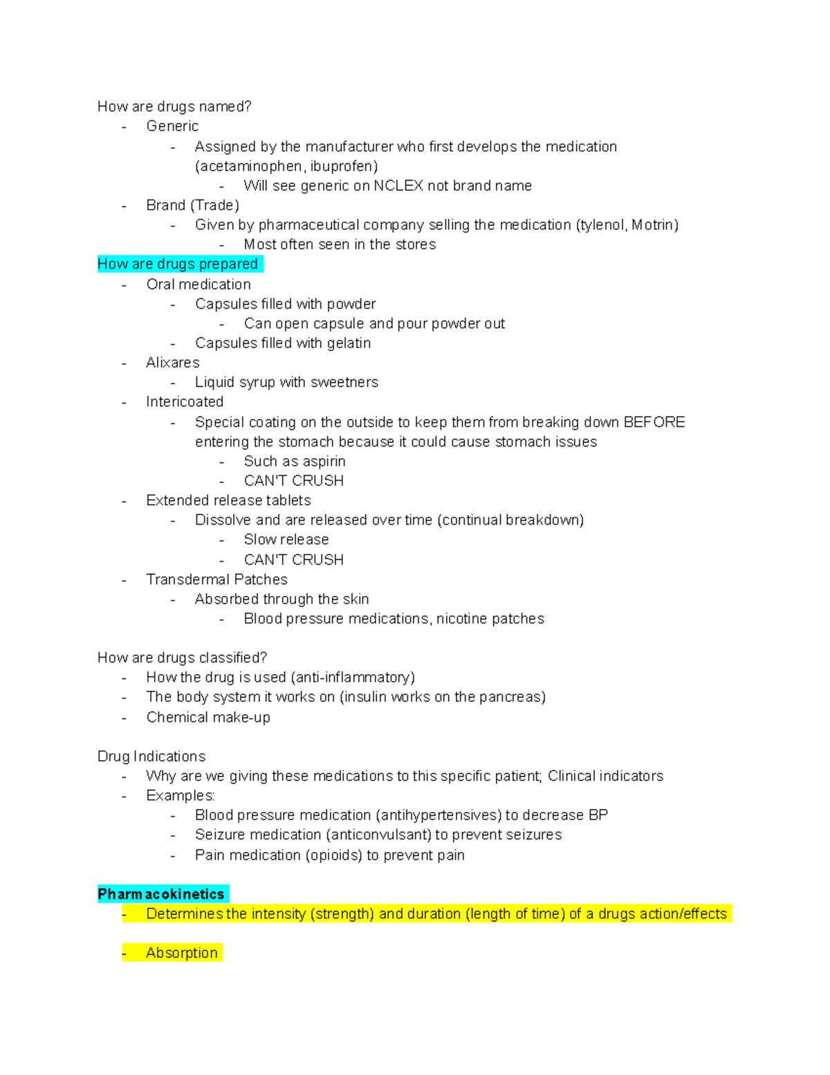 NU 309 Medication Administration Notes - How are drugs named? - Generic ...