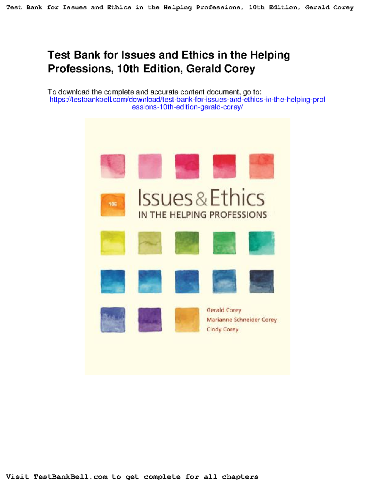 Chapter 5 test issues and ethics - Test Bank for Issues and Ethics in ...