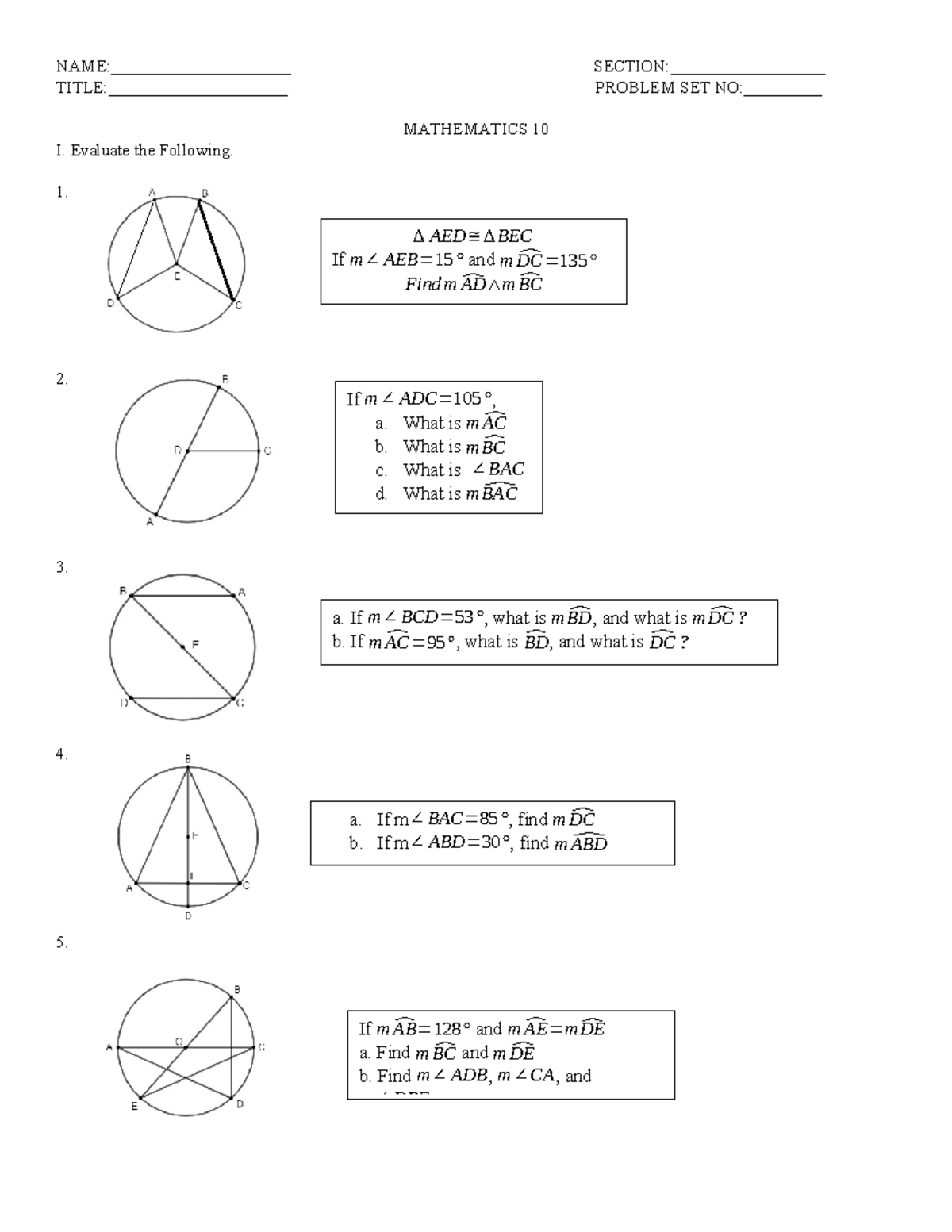 Problem SET 4 - NAME:_____________________ SECTION ...