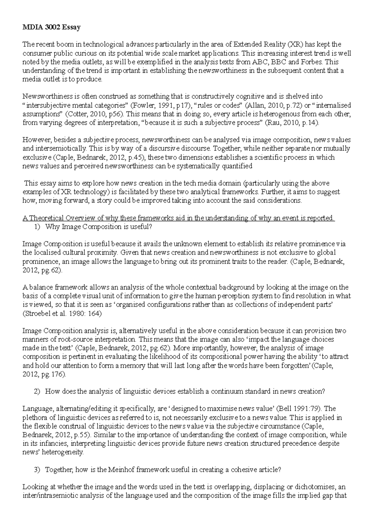 MDIA 3002 Assignment 1 Submissions - MDIA 3002 Essay The recent boom in ...