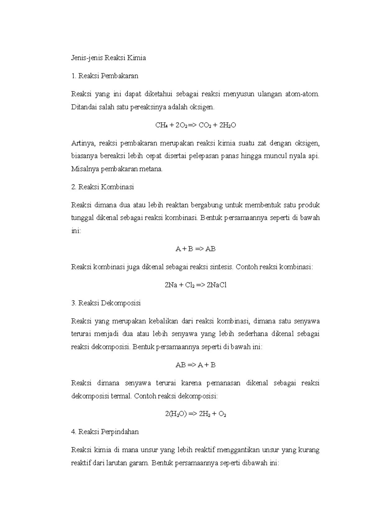 Jenis-jenis reaksi kimia - Jenis-jenis Reaksi Kimia Reaksi Pembakaran ...