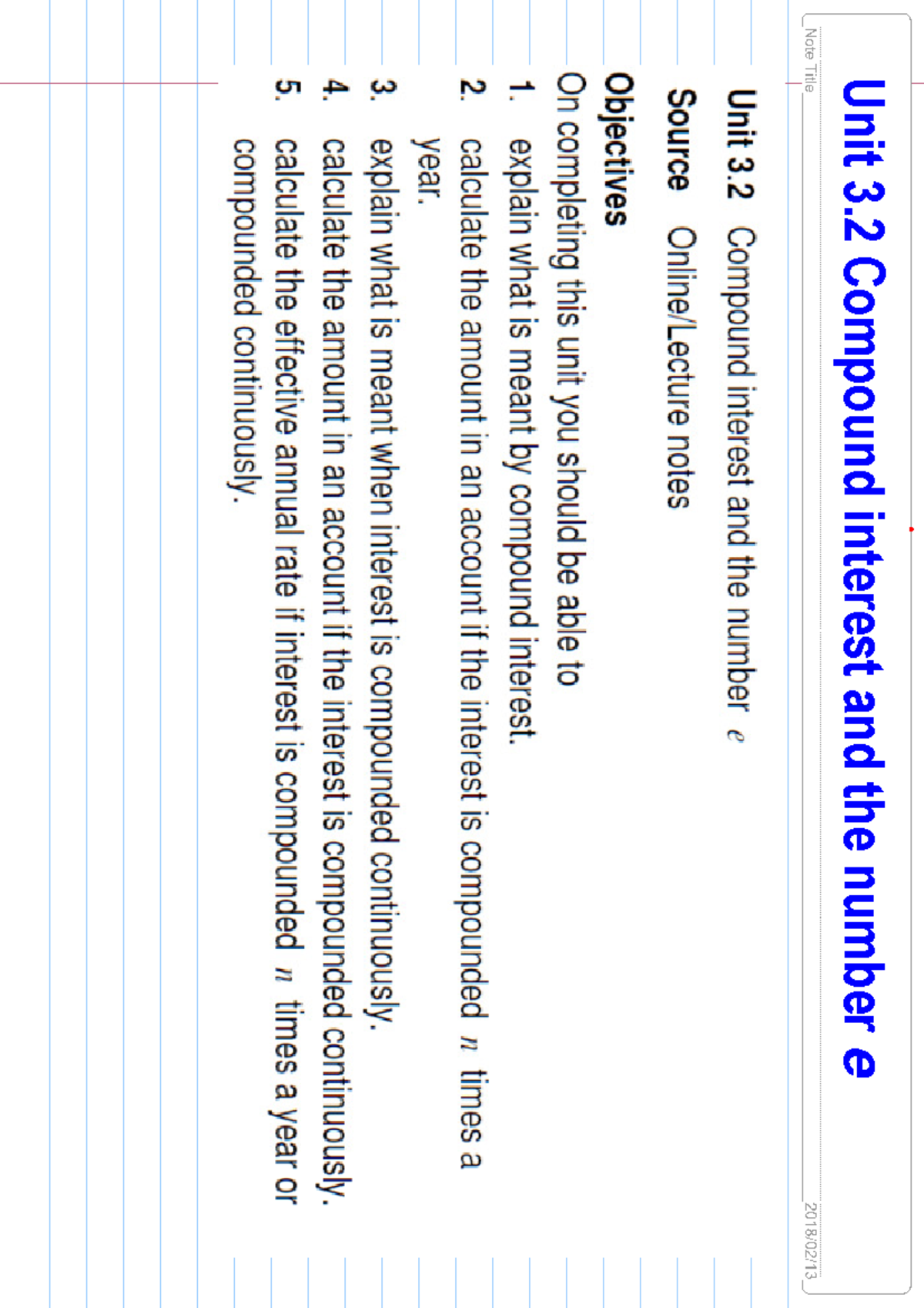 Unit 3 - Lecture notes 3 - e Interest earns interest: Compound - Studocu