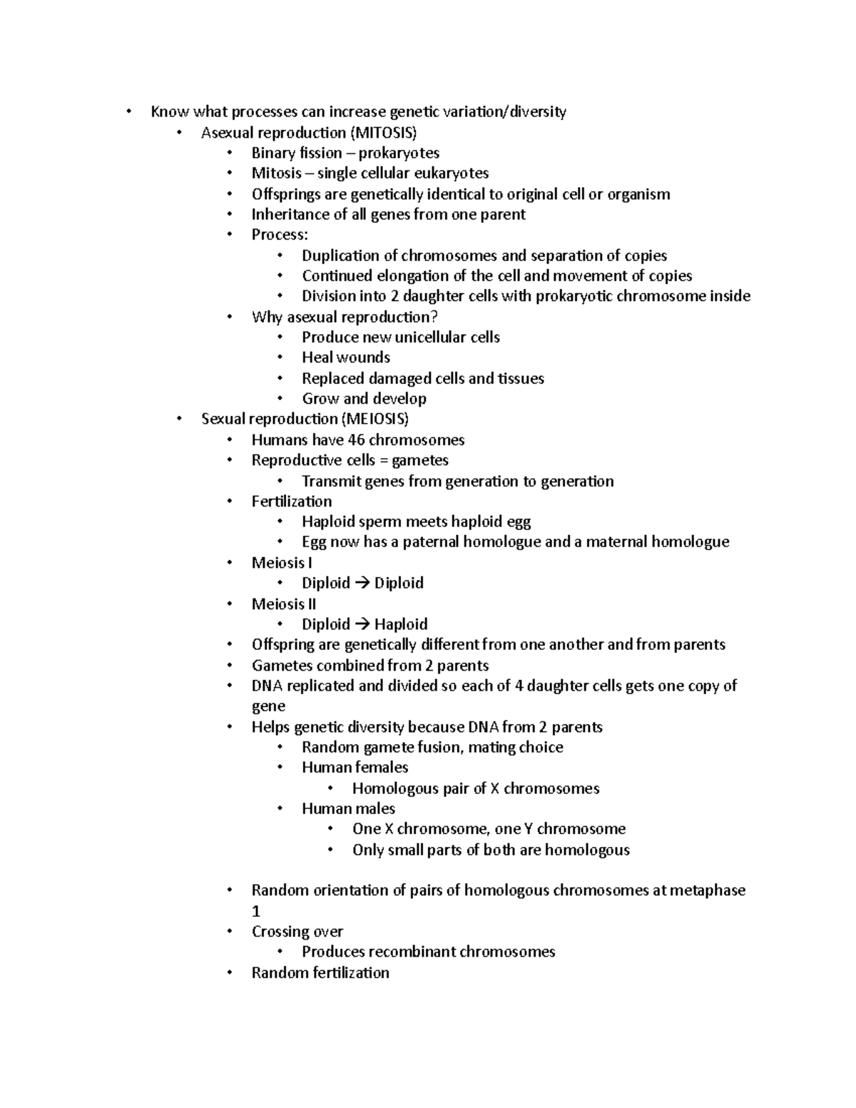 Chapter 10 Study Guide - Know what processes can increase genetic ...