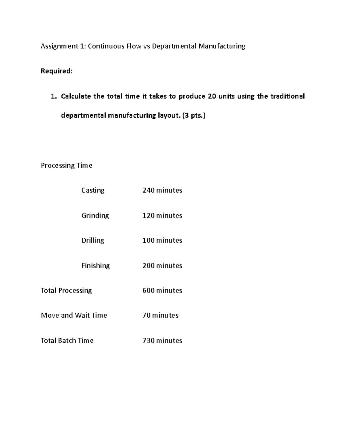 Lecture Notes Continuous Flow vs. Departmental Manufacturing ...