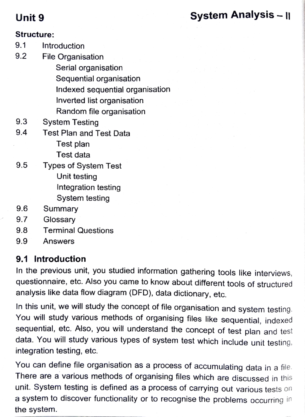System Analysis and Design - System Analysis - 2 - ####### Unit 9 ...