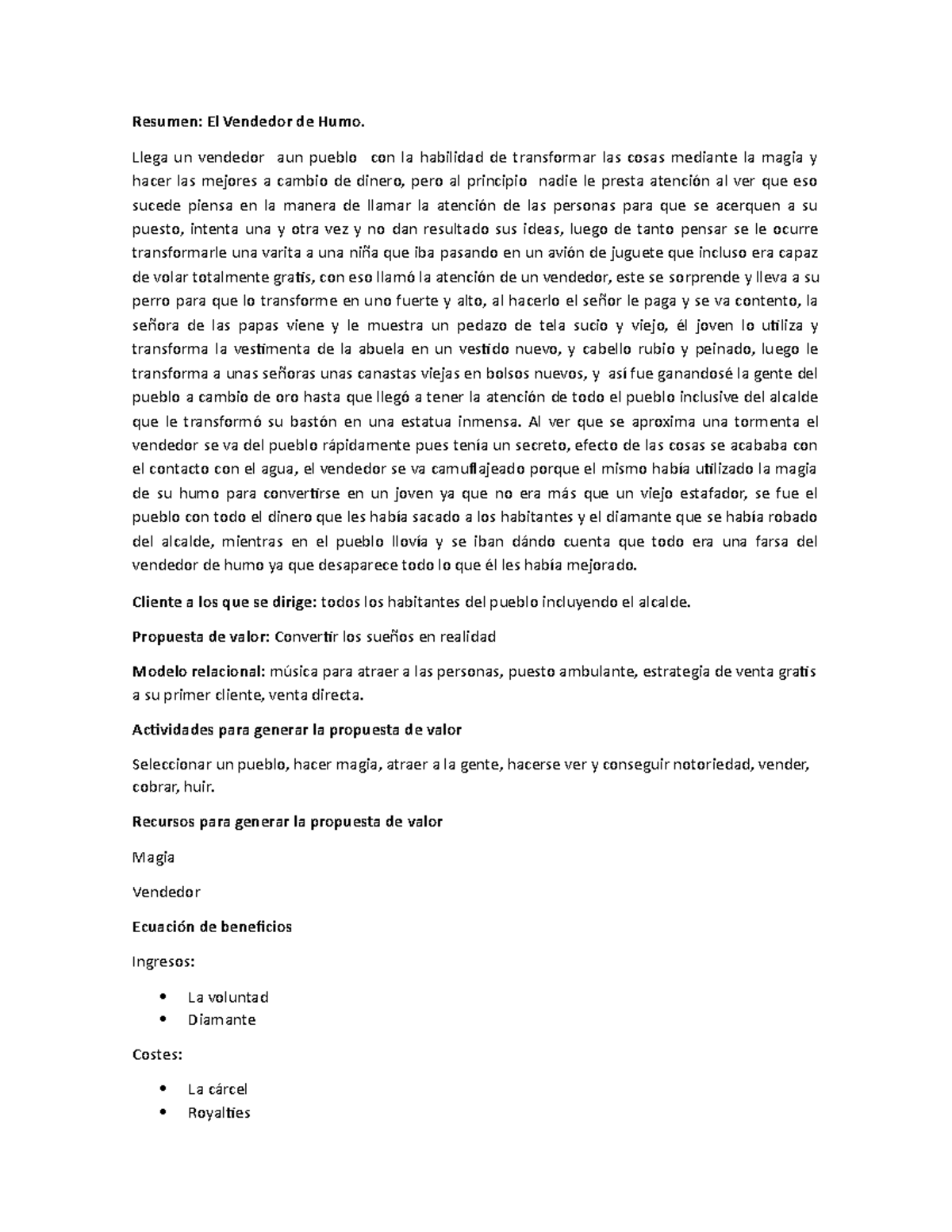 Resumen del video vendedor de humo elaborado por estudiantes de ...