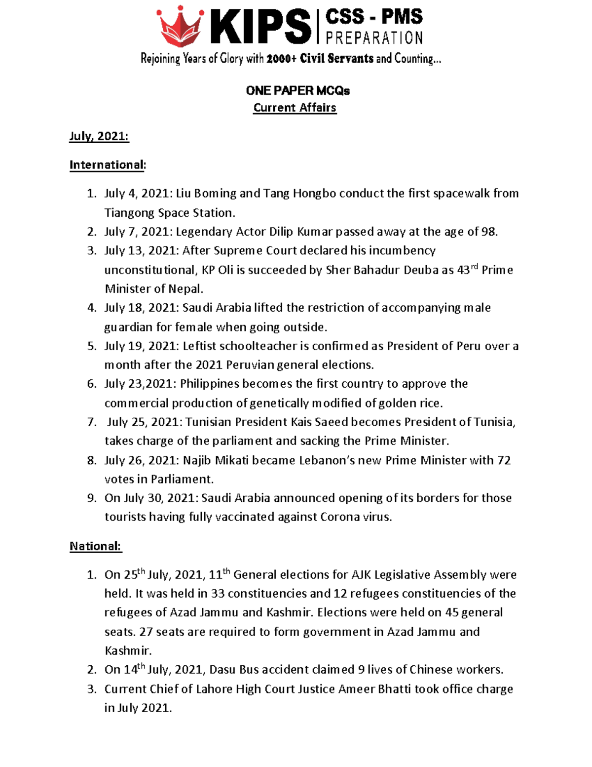 Lecture 5 - It contains the notes for all the Current Affairs - Current ...