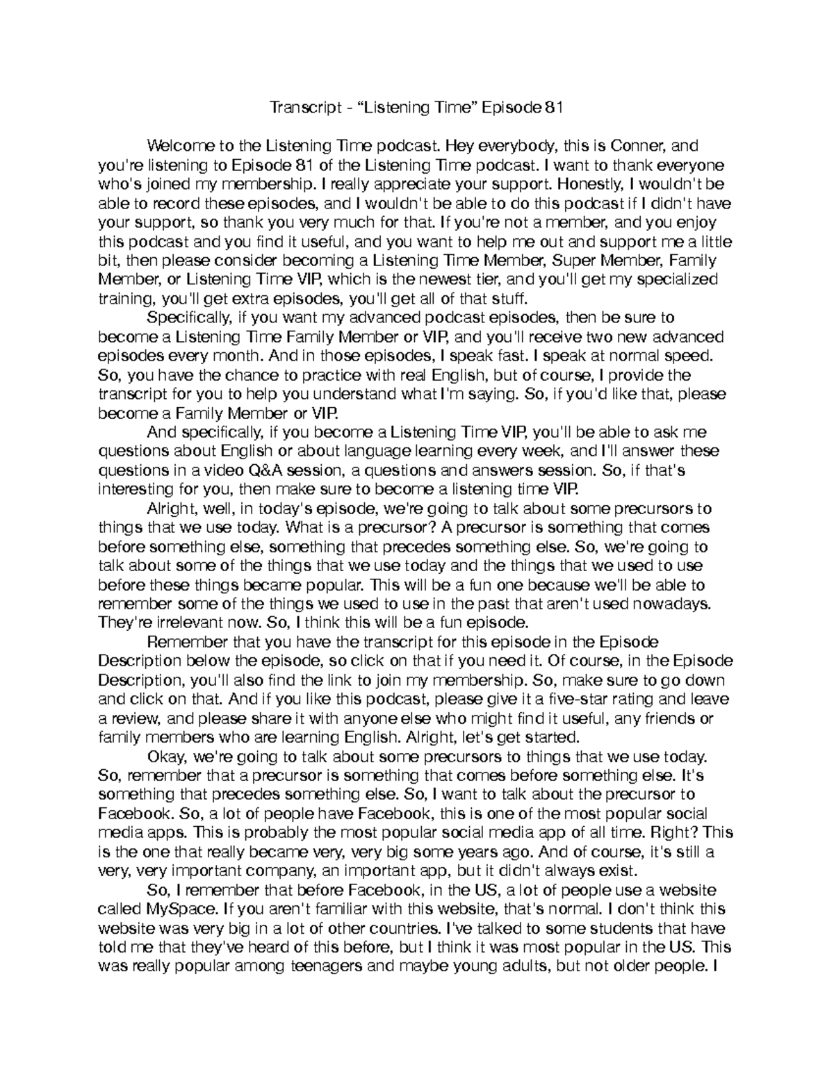 Episode 81 Transcript - Listening Time - Transcript - “Listening Time ...