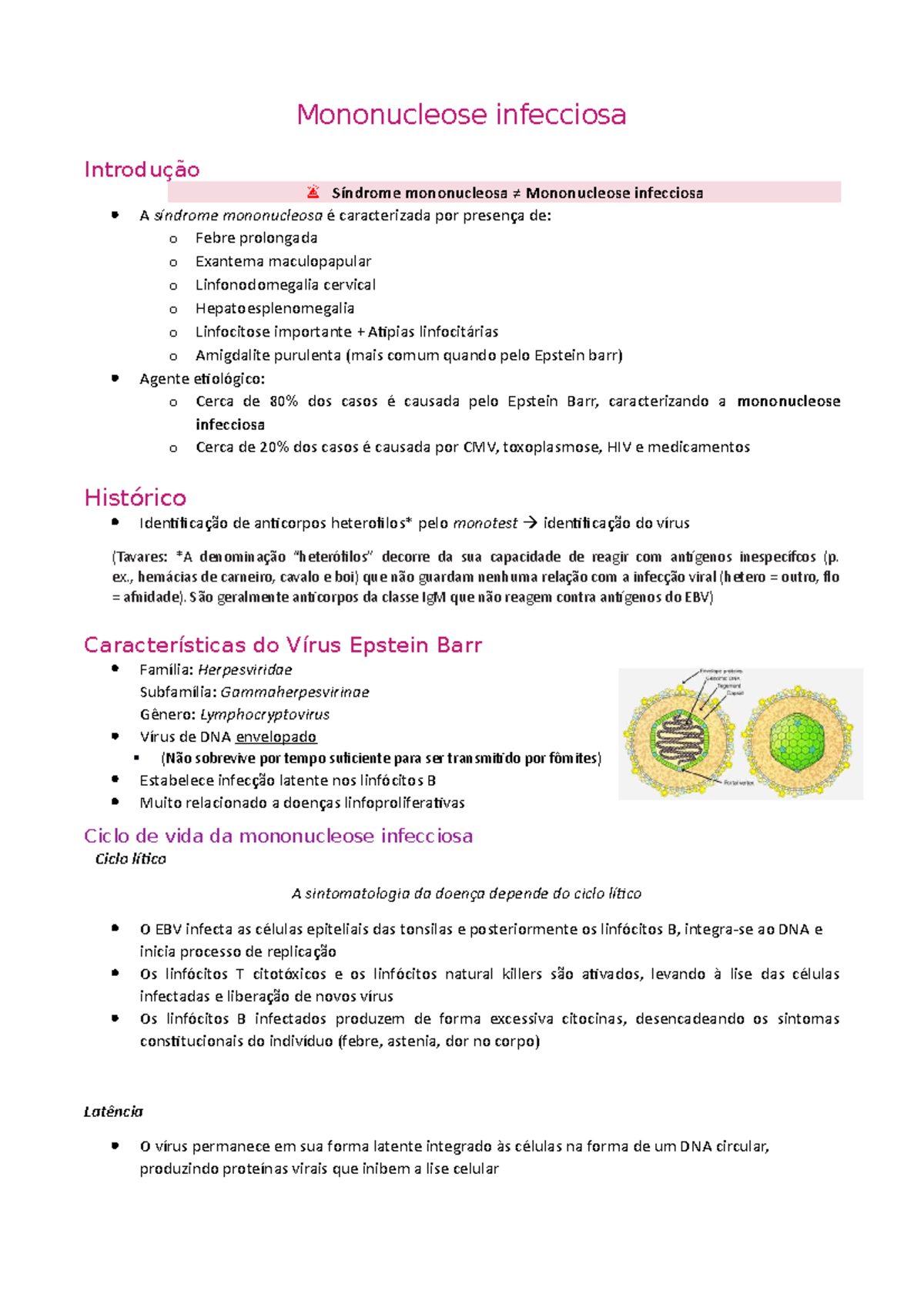 Mononucleose infecciosa - Mononucleose infecciosa Introdução Síndrome ...