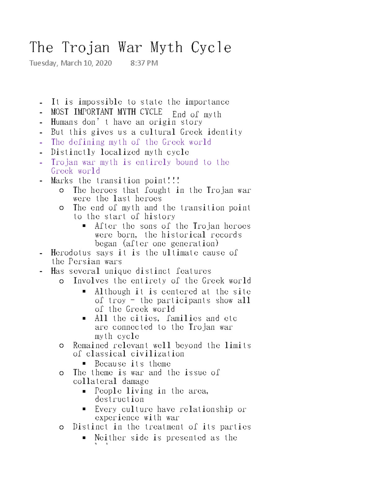 The Trojan War Myth Cycle - It is impossible to state the importance ...