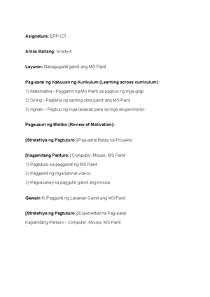 Lesson plan - EXPLORE:ASIGNATURA Bilang Baitang: Grade 4 Layunin ...