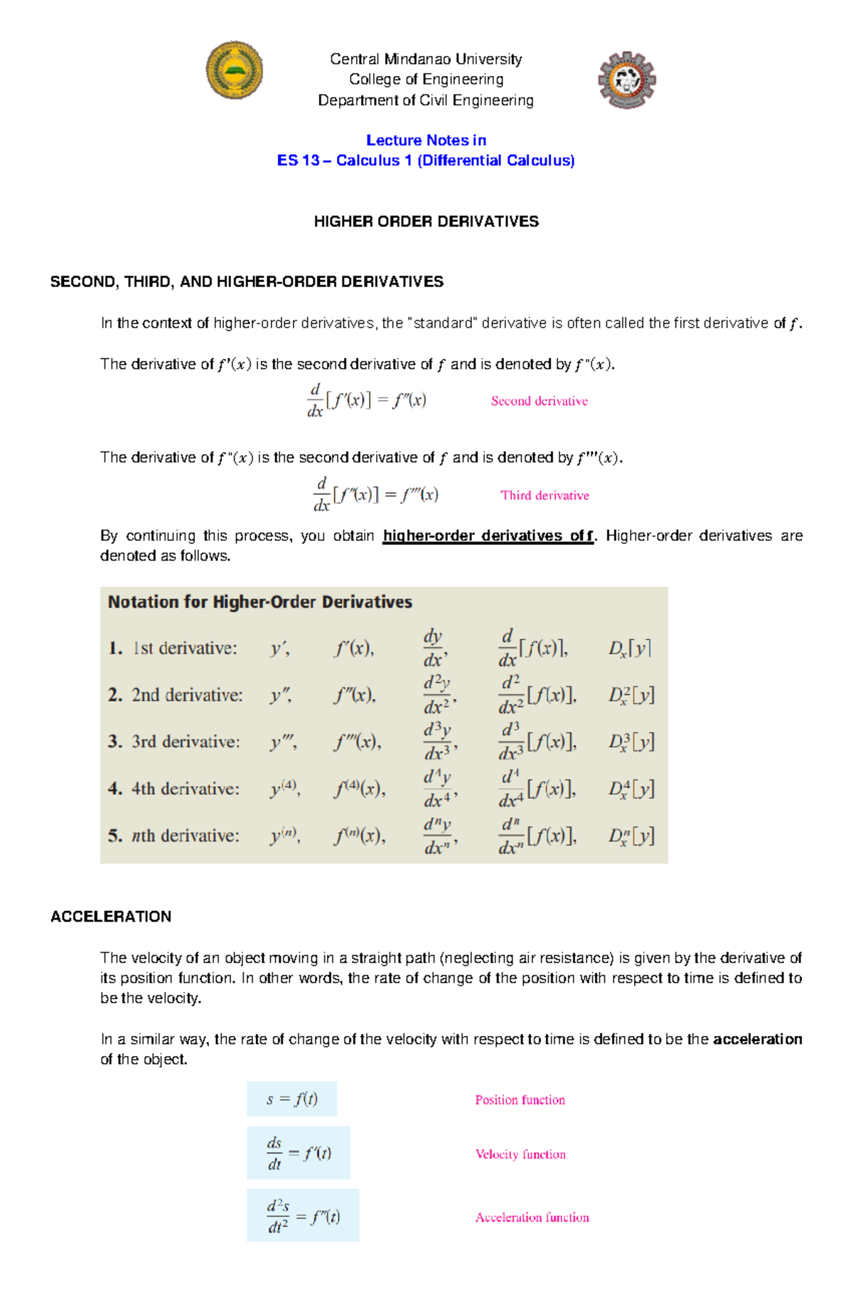 Calc 7 - calculus - Central Mindanao University College of Engineering ...