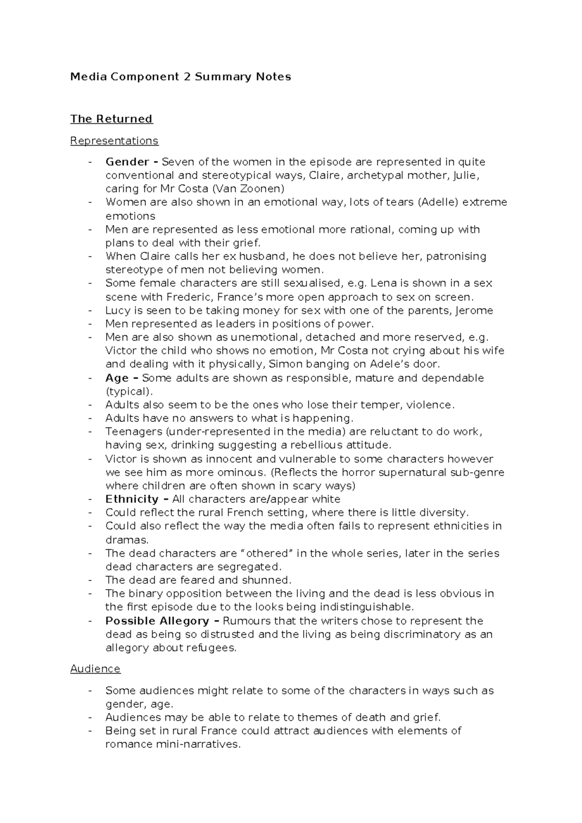 Media Component 2 Summary Notes - Media Component 2 Summary Notes The ...
