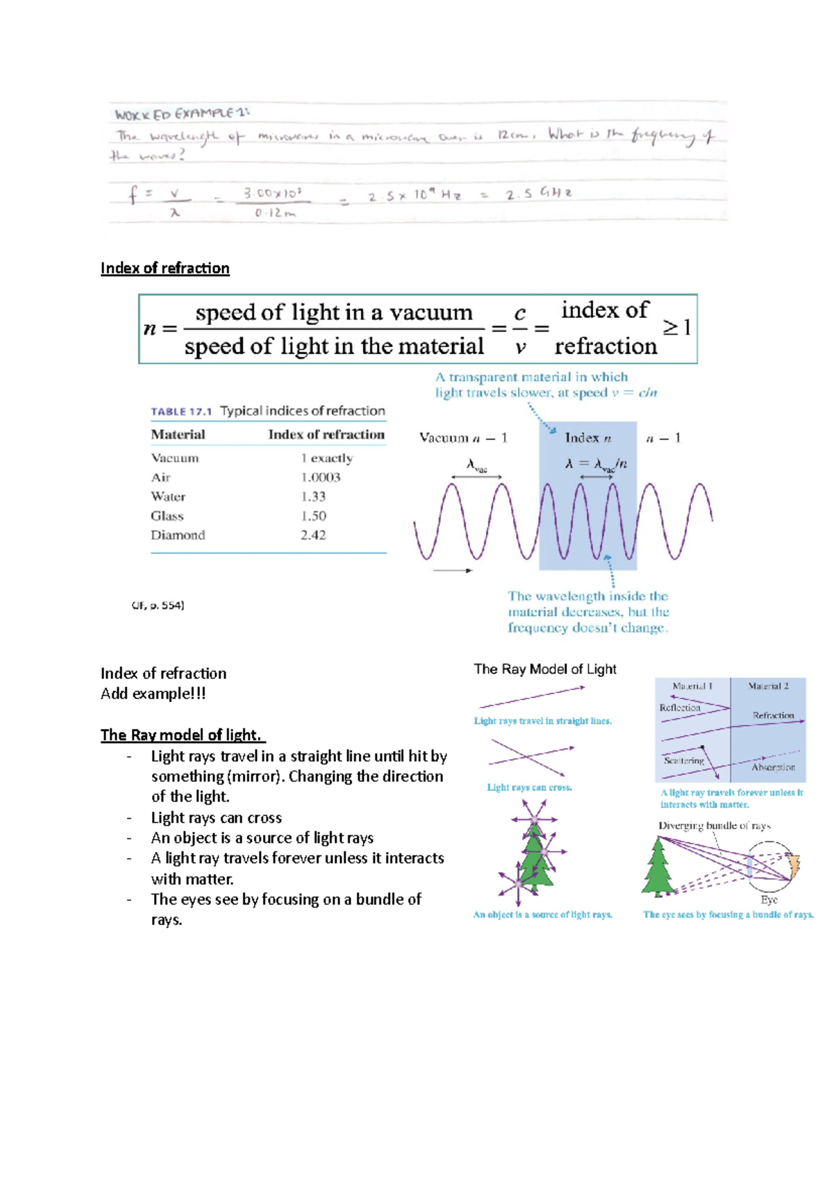WEEK 8- Physics - SLE123 - Index of refraction Index of refraction Add ...