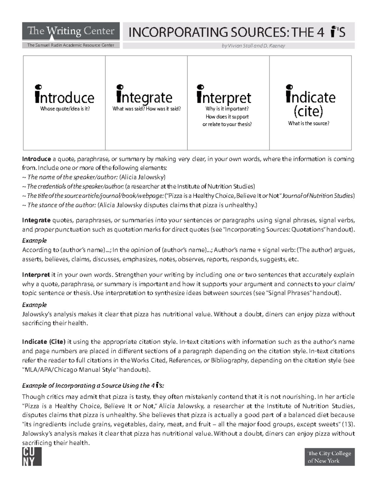The 4i-s - Freshman Composition - e Writing Center The Samuel Rudin ...