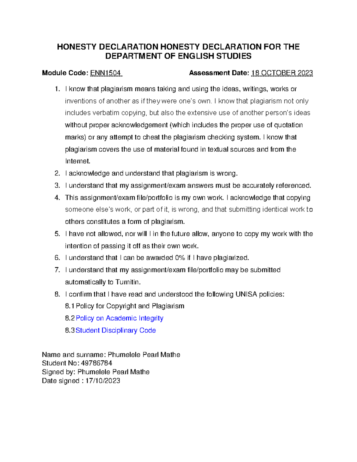 Assigment 3 enn 1504 - Summary Practising Workplace English - HONESTY ...