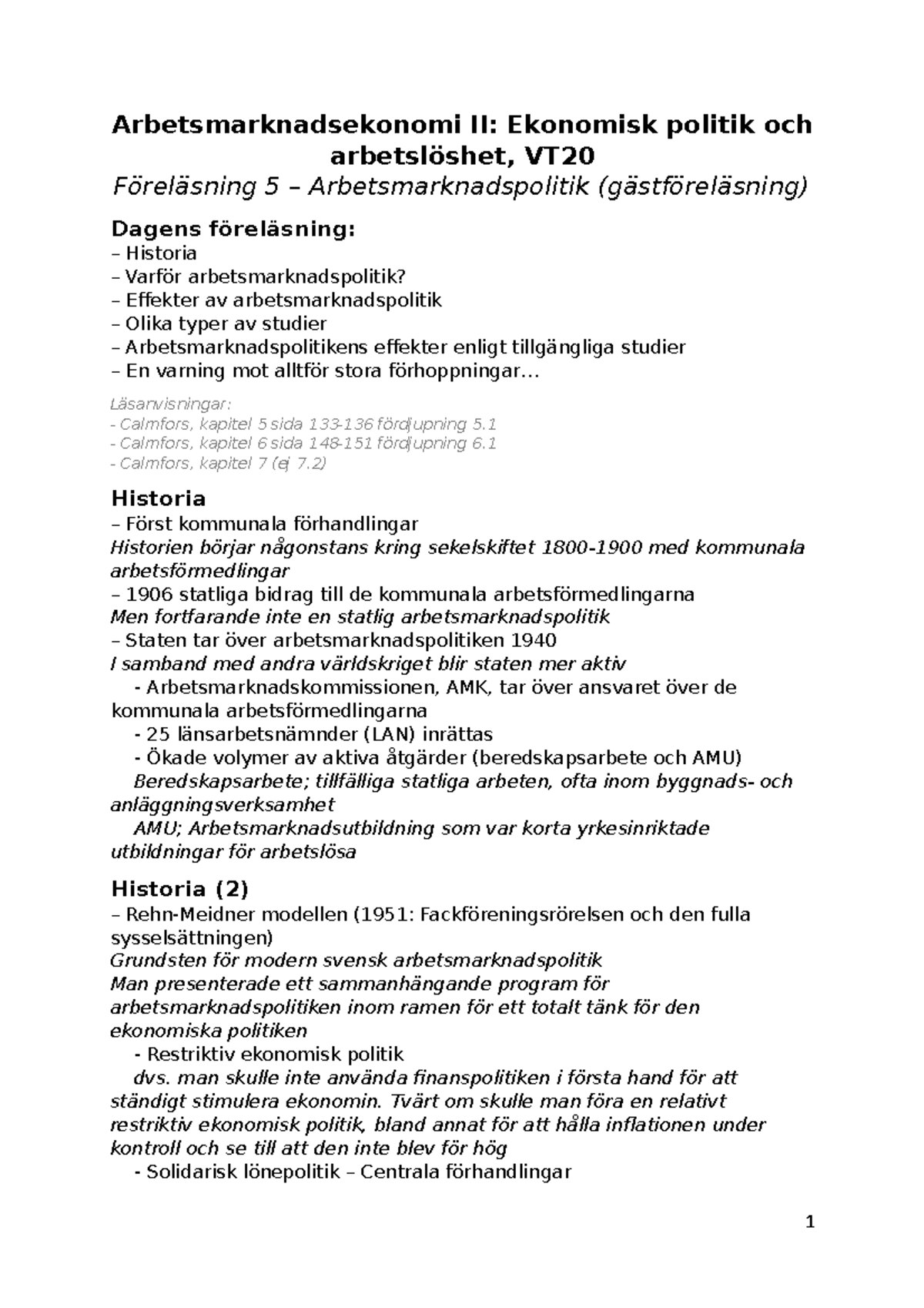 Arbetsmarknadsekonomi ll - Föreläsning 5 (inom Arbetsmarknadskunskap ...