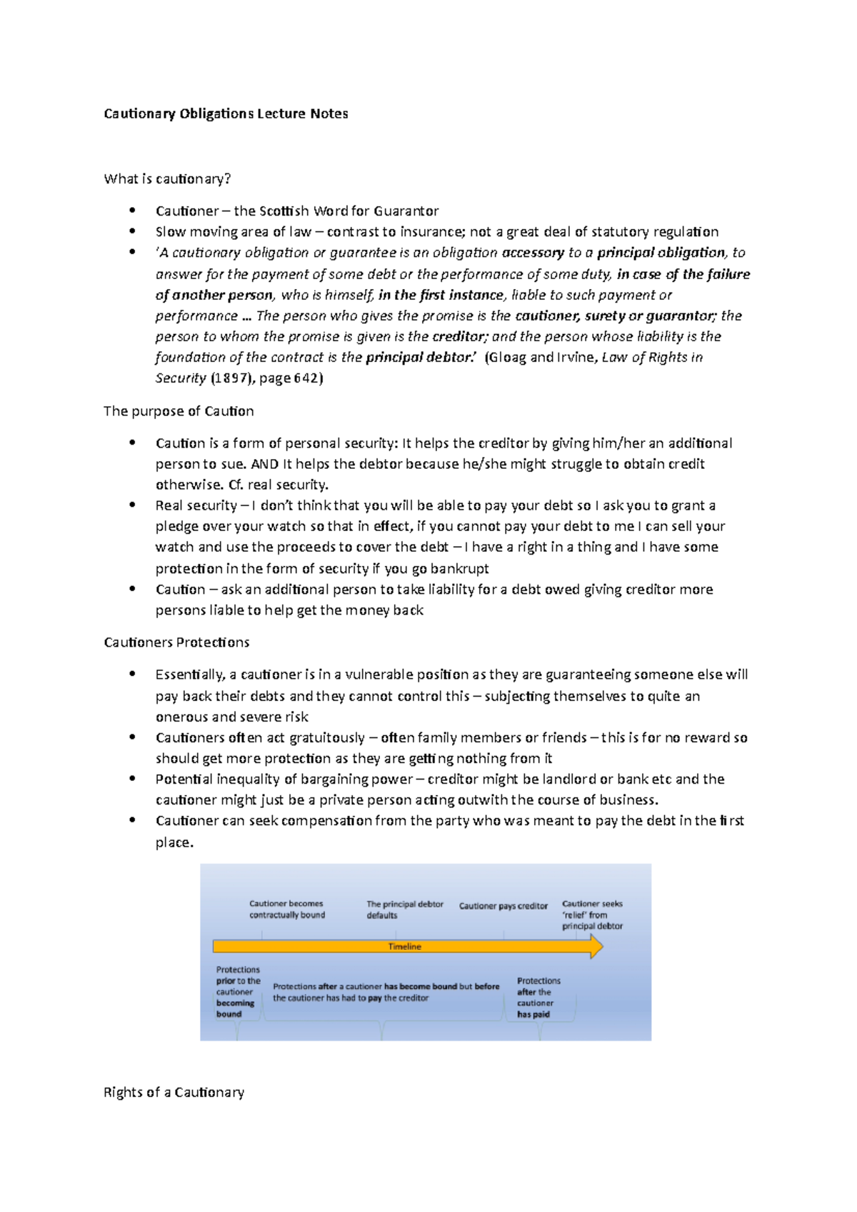 Cautionary Obligations Lecture Notes - .. The person who gives the ...