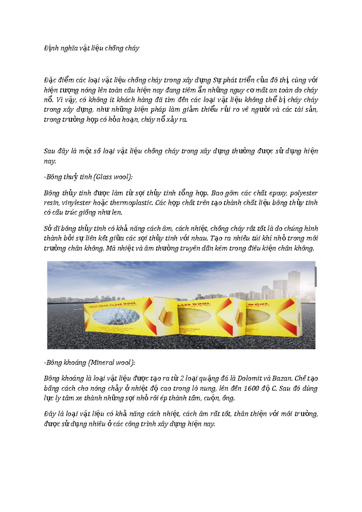 Định nghĩa vật liệu chống cháy - Đ nh nghĩa v t li u chốống cháyị ậ ệ Đ c điặ ểm các lo i v t li ...