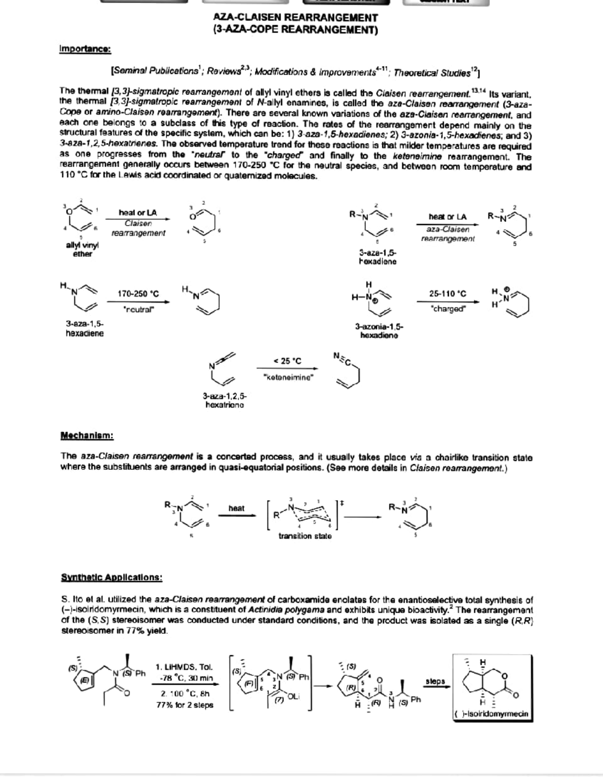 Aza-cope rearrangement - AZA-CLAISEN REARRANGEMENT (3-AZA-COPE ...