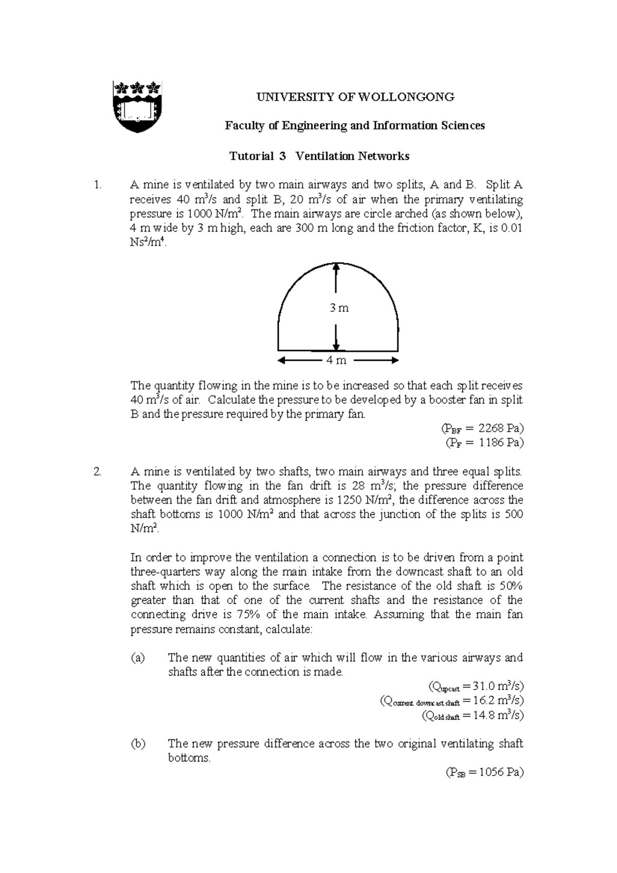Tute3 2018 - use it for tutorials - UNIVERSITY OF WOLLONGONG Faculty of Engineering and ...