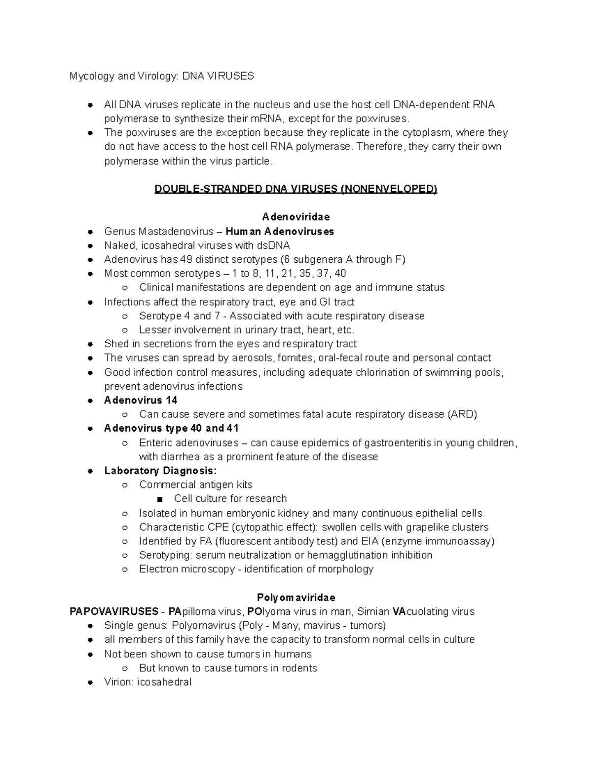 Mycology and Virology DNA Viruses - Mycology and Virology: DNA VIRUSES ...