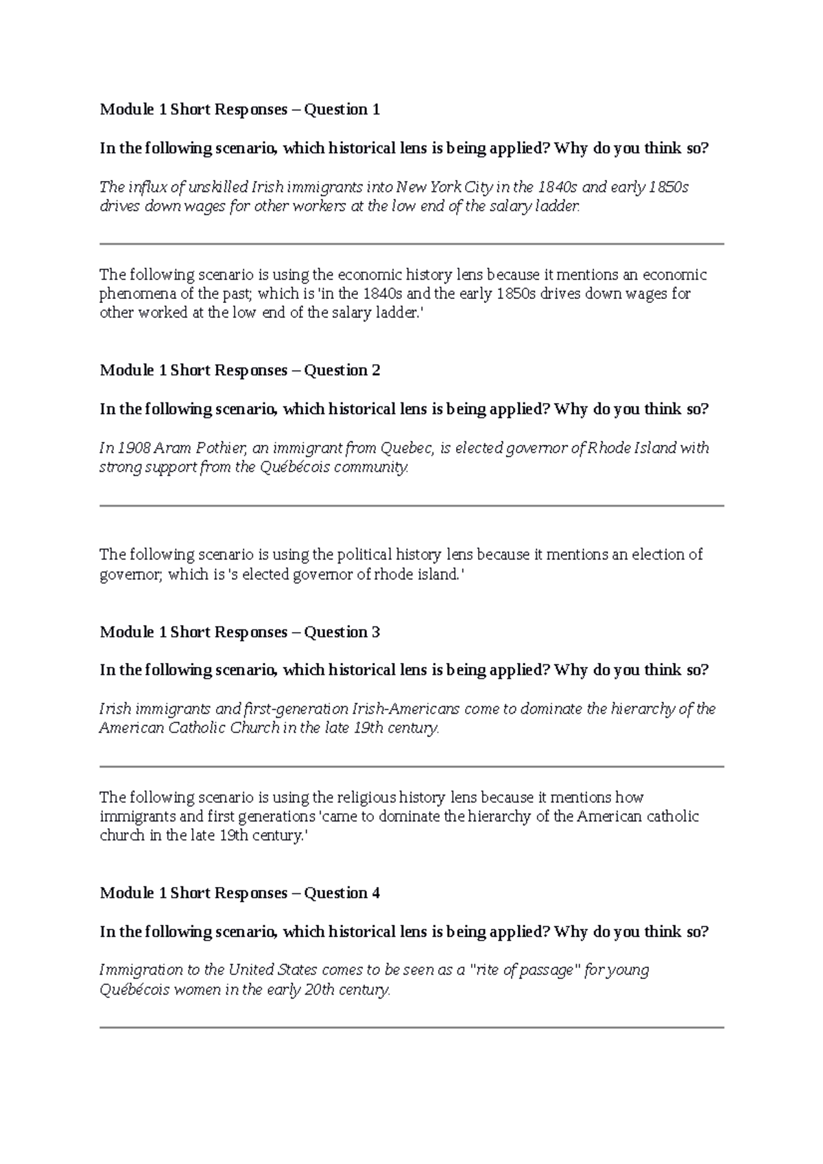 short responses module 1 - Module 1 Short Responses – Question 1 In the ...