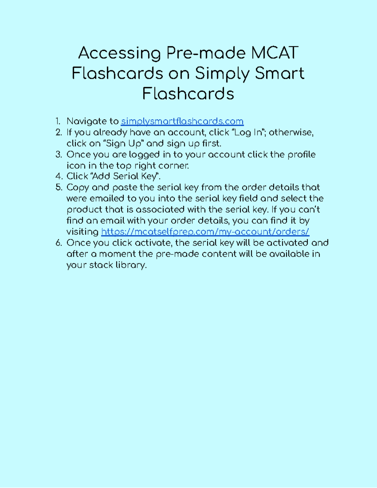 Flashcards for math - Accessing Pre-made MCAT Flashcards on Simply ...