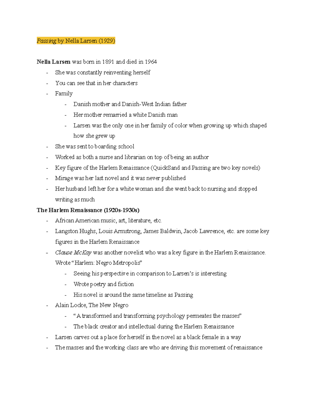 December 1, 2022 Text and Ideas Notes (Week 13) - Passing by Nella ...